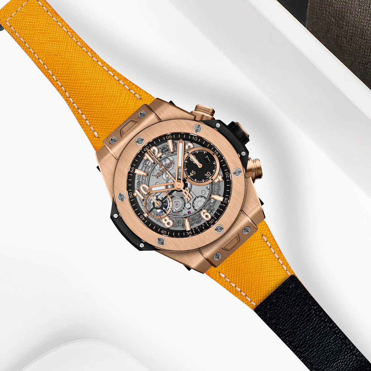 Hublot Unico One Click Velcro Straps - Velcro Saffiano Apricote – Liger ...