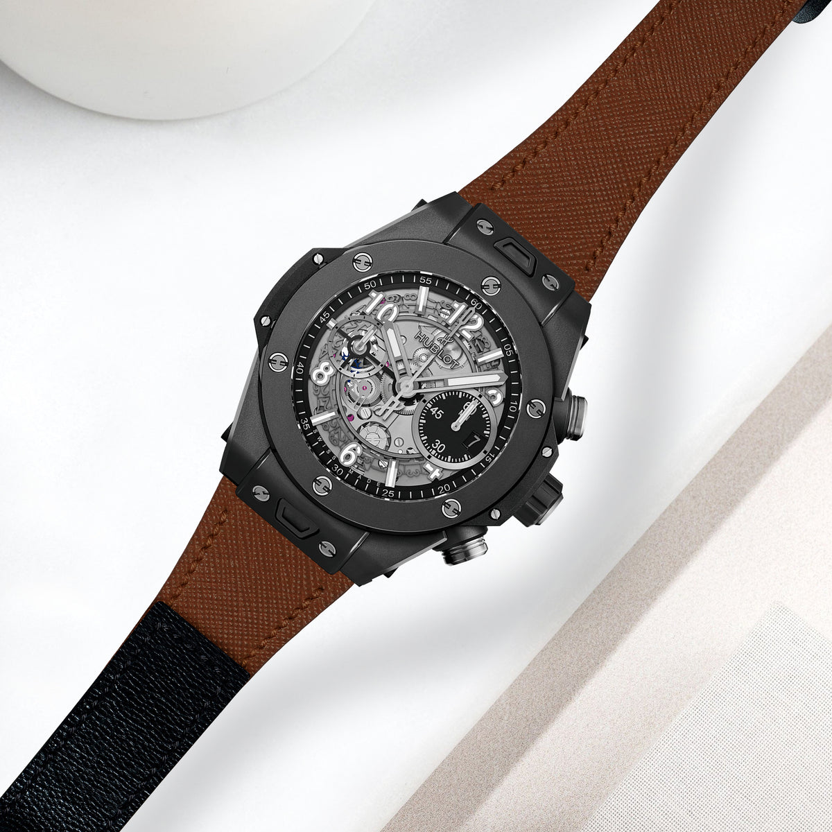 Hublot Unico One Click Velcro Straps - Velcro Saffiano Brown – Liger Straps