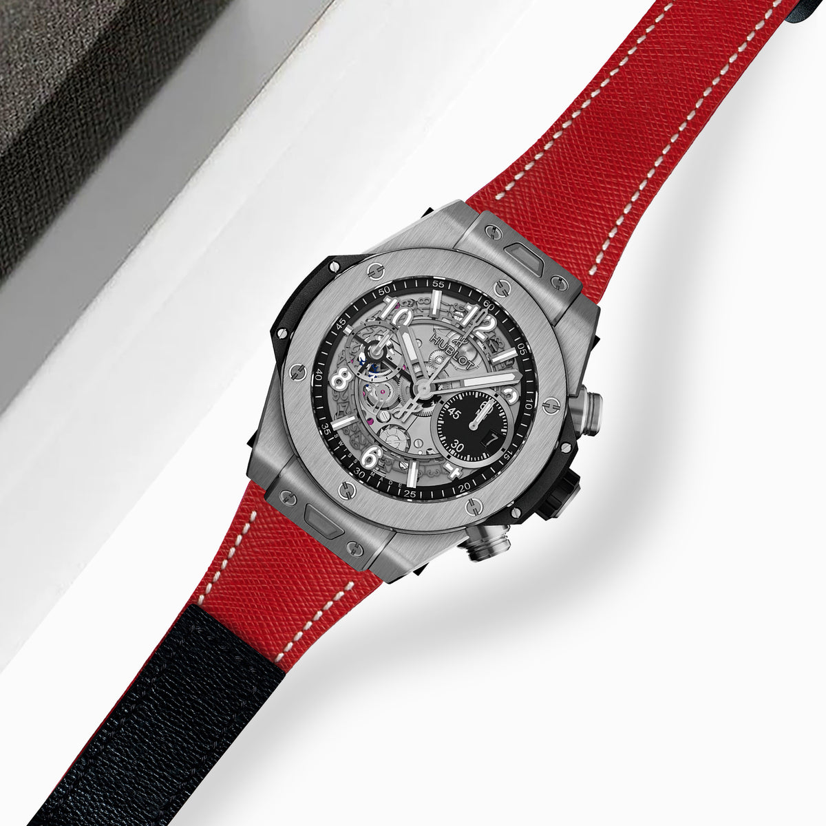 Hublot Unico One Click Velcro Straps - Velcro Saffiano Red – Liger Straps
