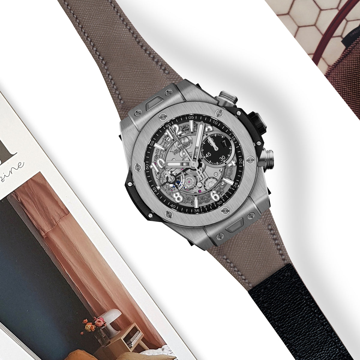 Hublot Unico One Click Velcro Straps - Velcro Saffiano Taupe – Liger Straps