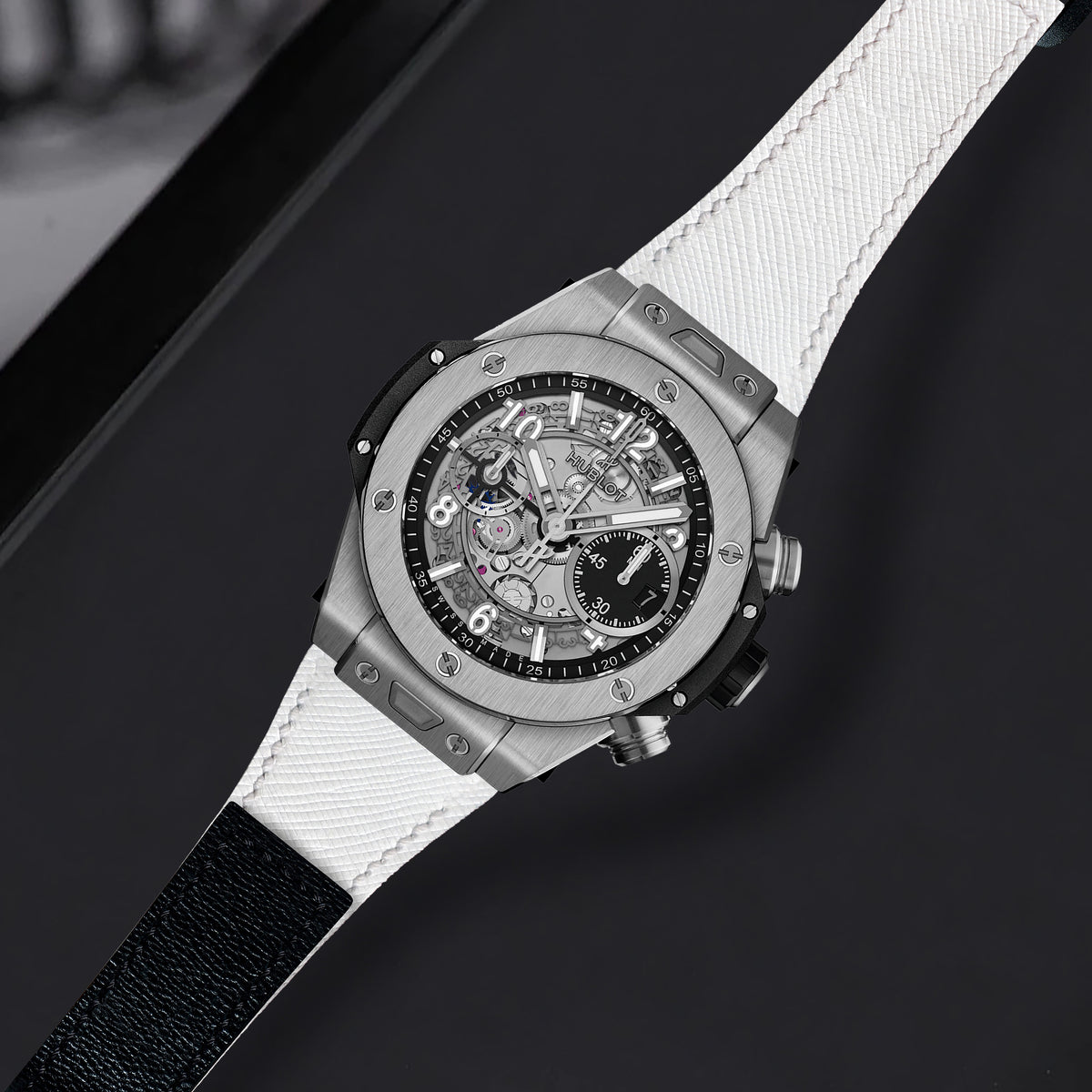 Hublot Unico One Click Velcro Straps - Velcro Saffiano White – Liger Straps