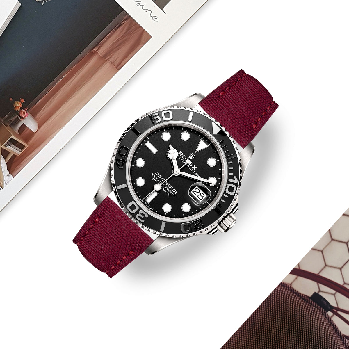 Rolex Yacht Master Straps - Canvas Maroon – Liger Straps
