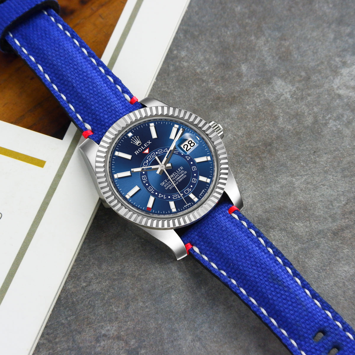 Rolex Sky-Dweller Straps - Canvas Extreme Padded Electric Blue – Liger ...
