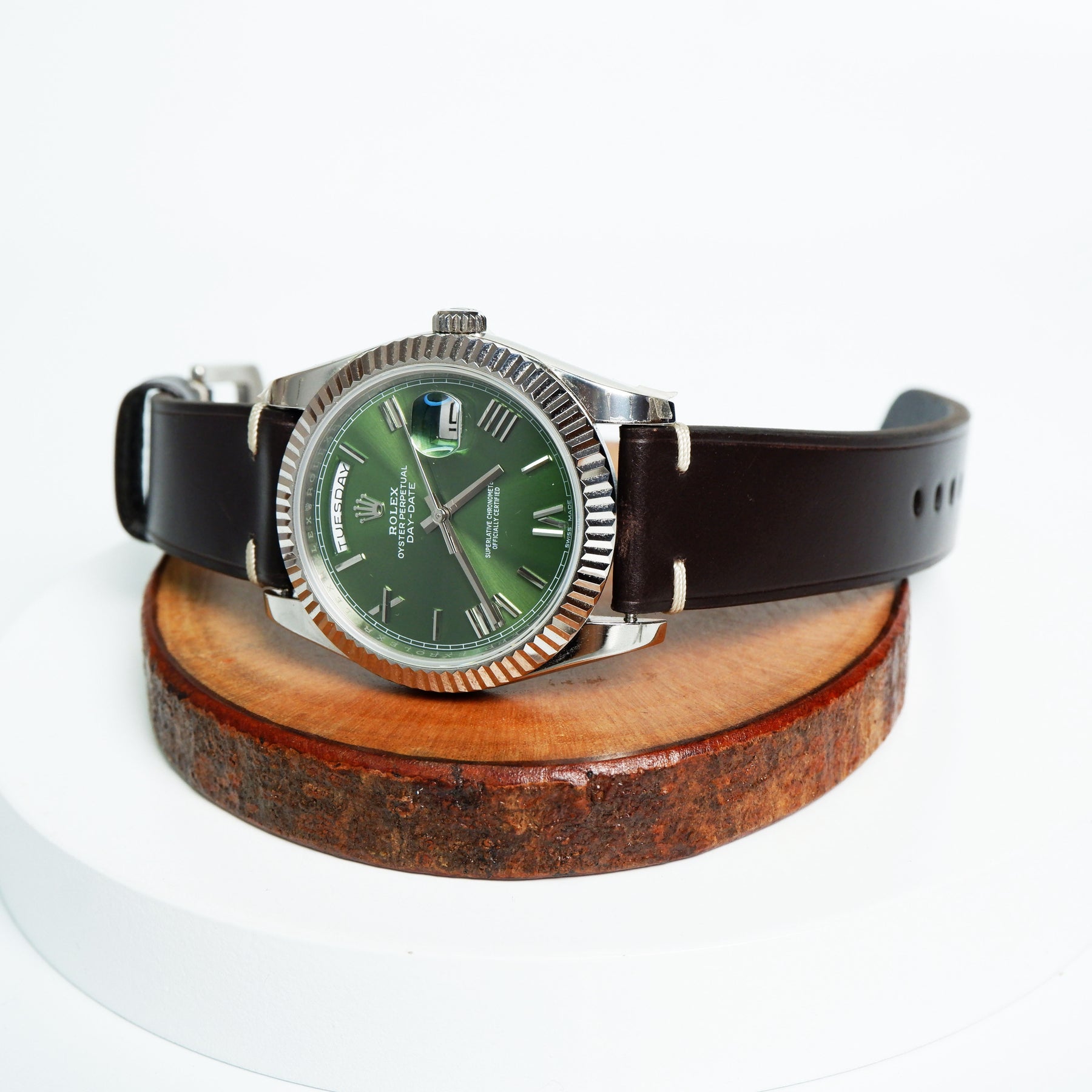 Rolex Daydate Straps - Minimalist Cordovan Dark Brown – Liger Straps