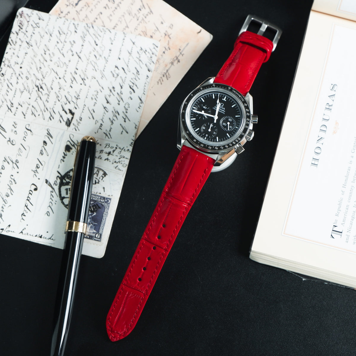 Omega Speedmaster Moonwatch Straps - Croco Red – Liger Straps