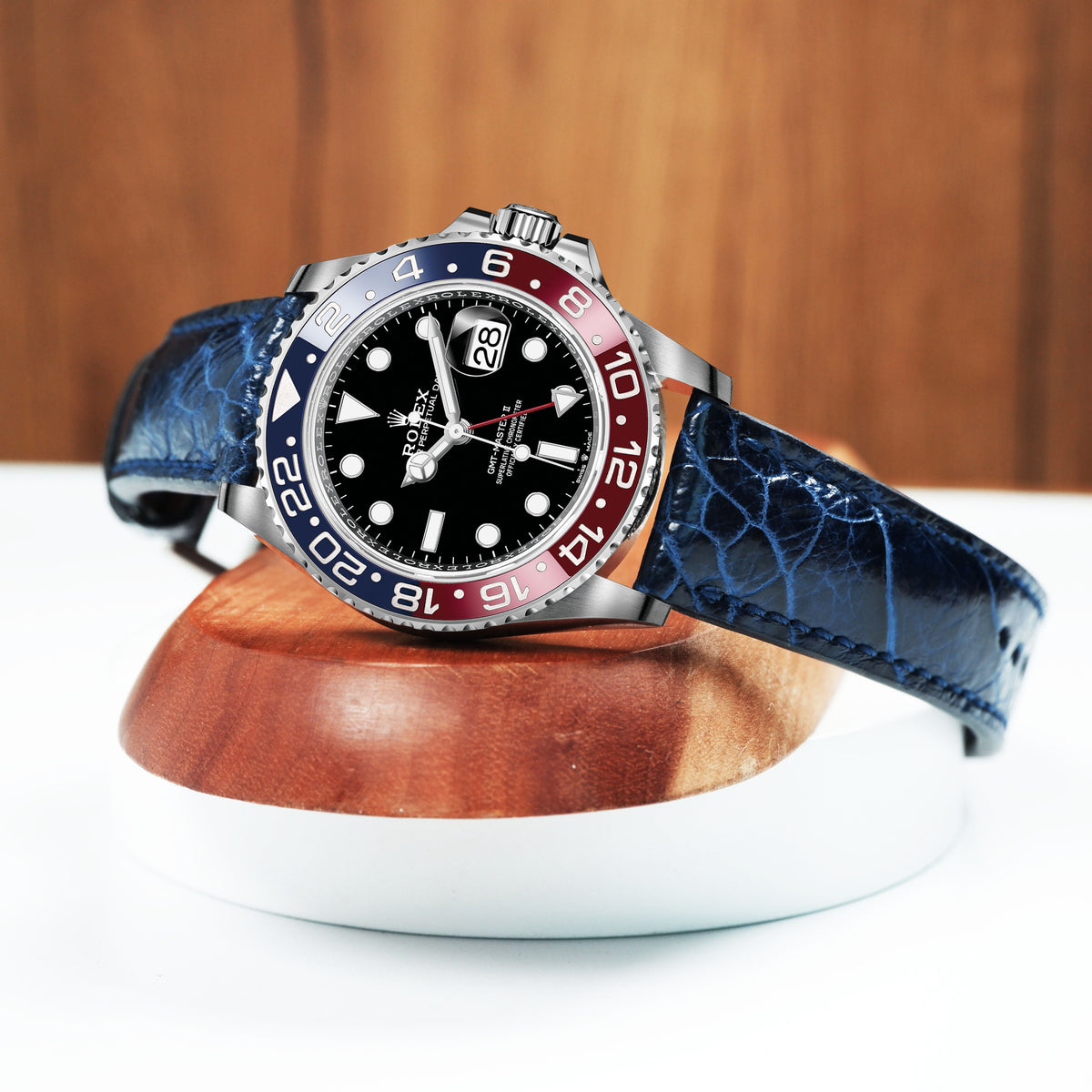 Rolex GMT Master II Pepsi Straps - Ostrich Leg Navy Blue – Liger Straps