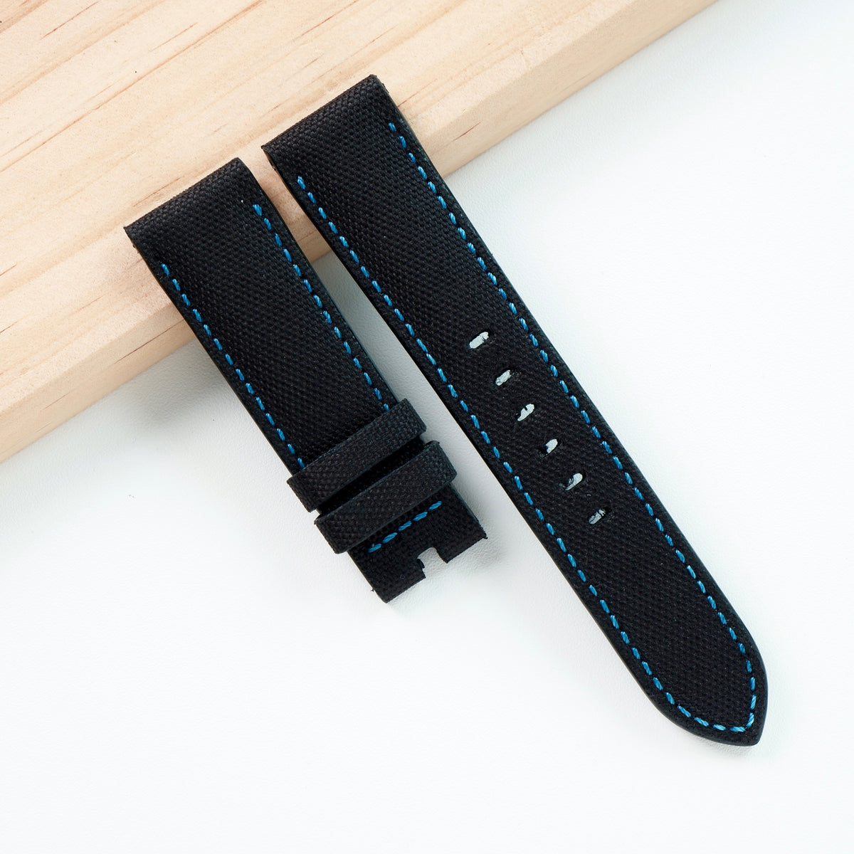 Breitling Avenger Straps - Canvas Black Blue Stitch – Liger Straps