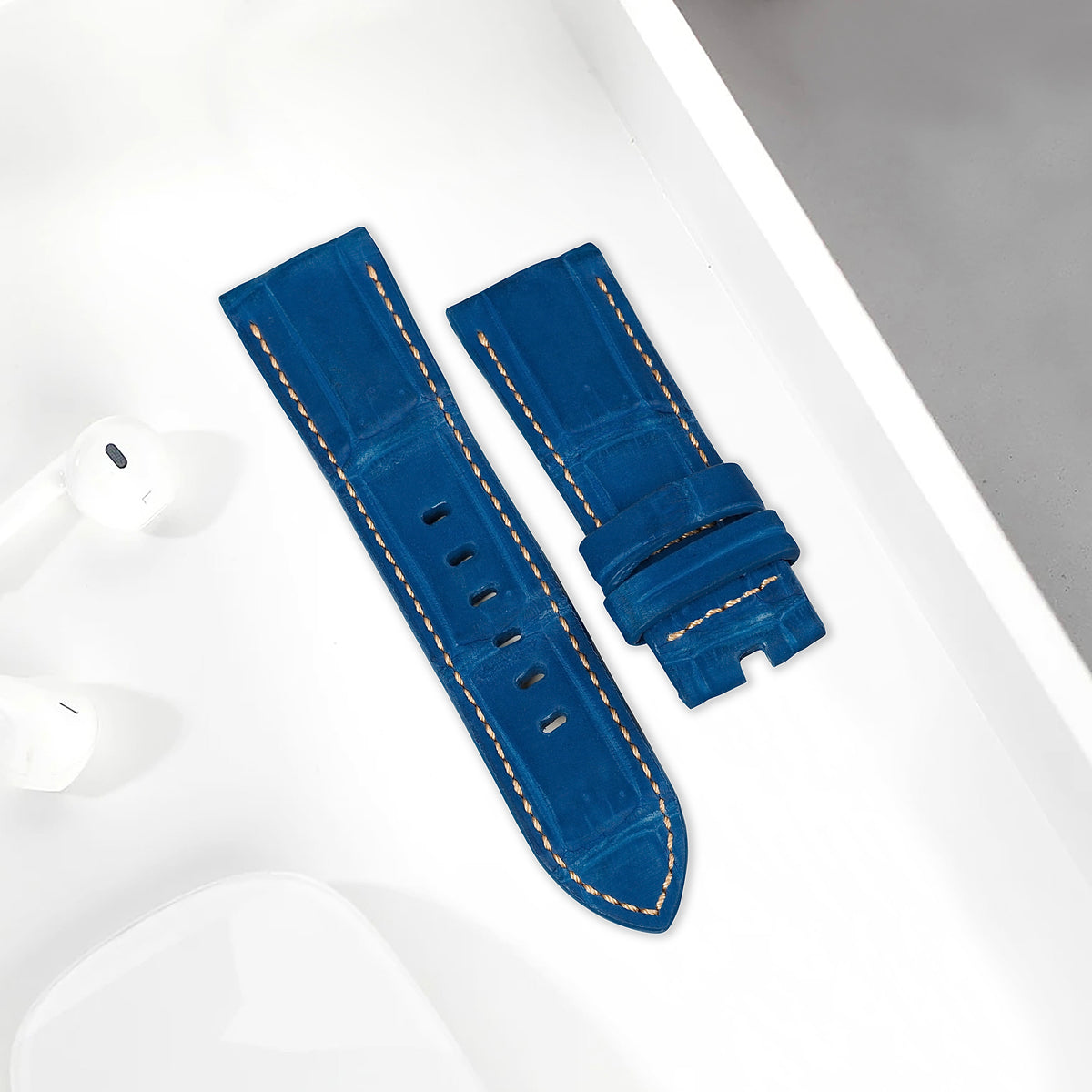 Other Tudor Watches Straps - Croco Nubuck Blue – Liger Straps