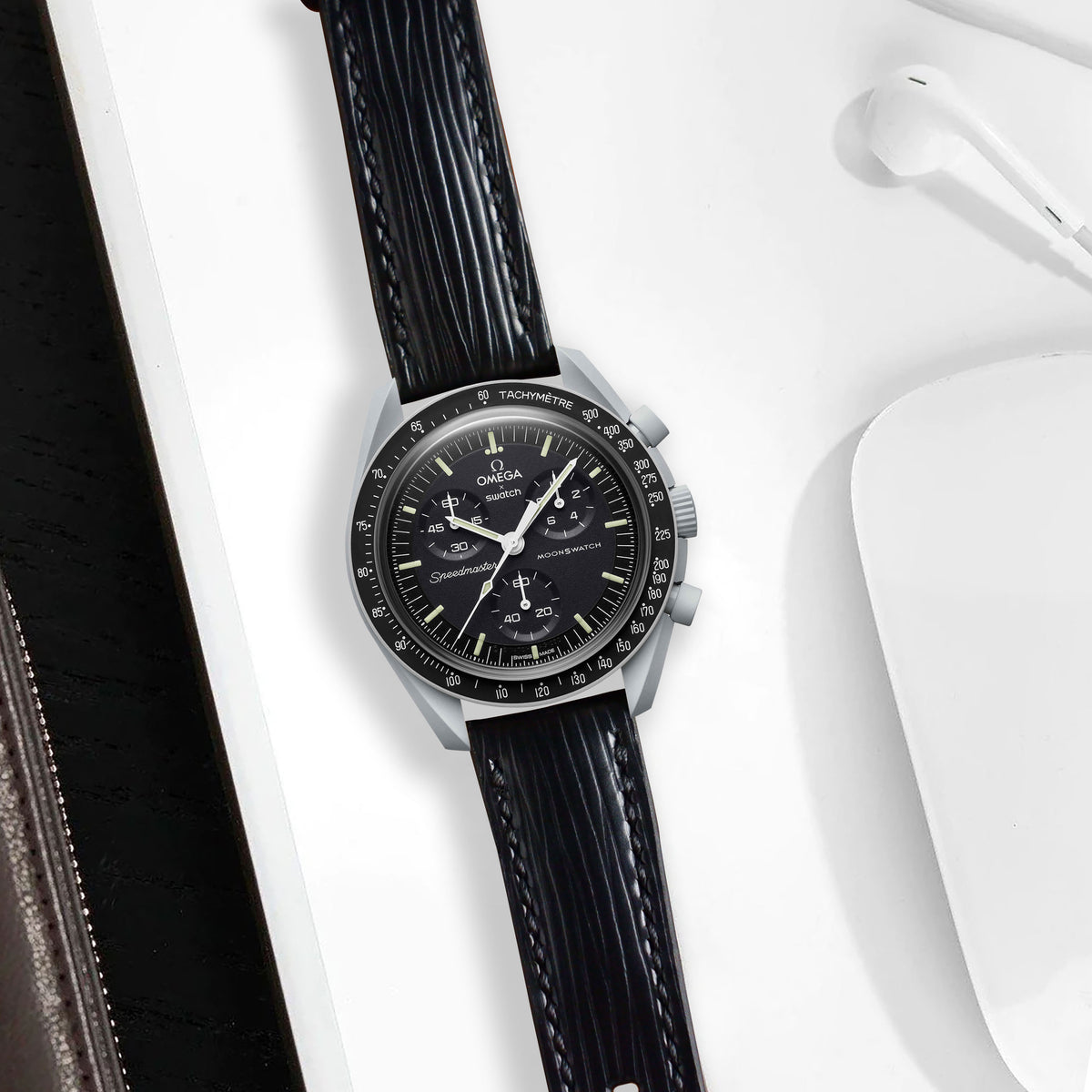Omega MoonSwatch X Swatch Straps - Epi Black – Liger Straps
