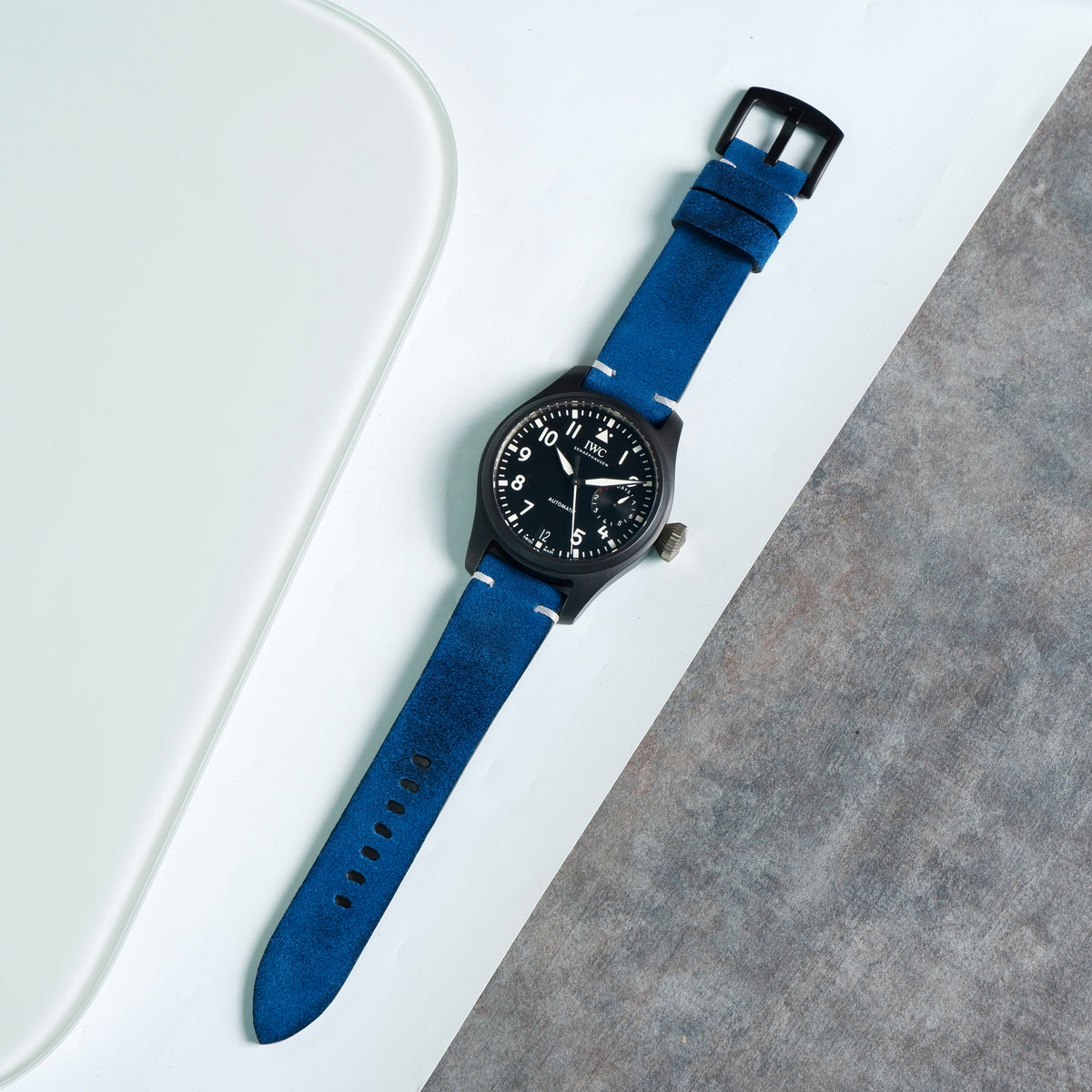 IWC Pilot Straps - Minimalist Suede Blue – Liger Straps
