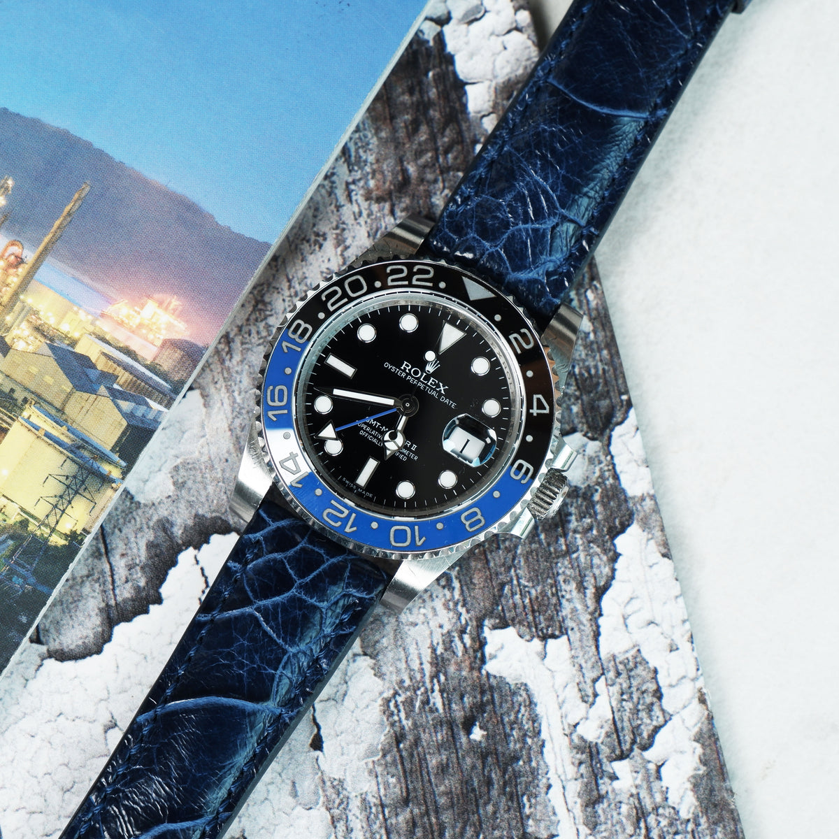 Rolex GMT Master II Batman Straps - Ostrich Leg Navy Blue – Liger Straps