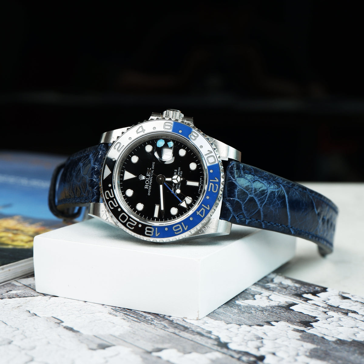 Rolex GMT Master II Batman Straps - Ostrich Leg Navy Blue – Liger Straps