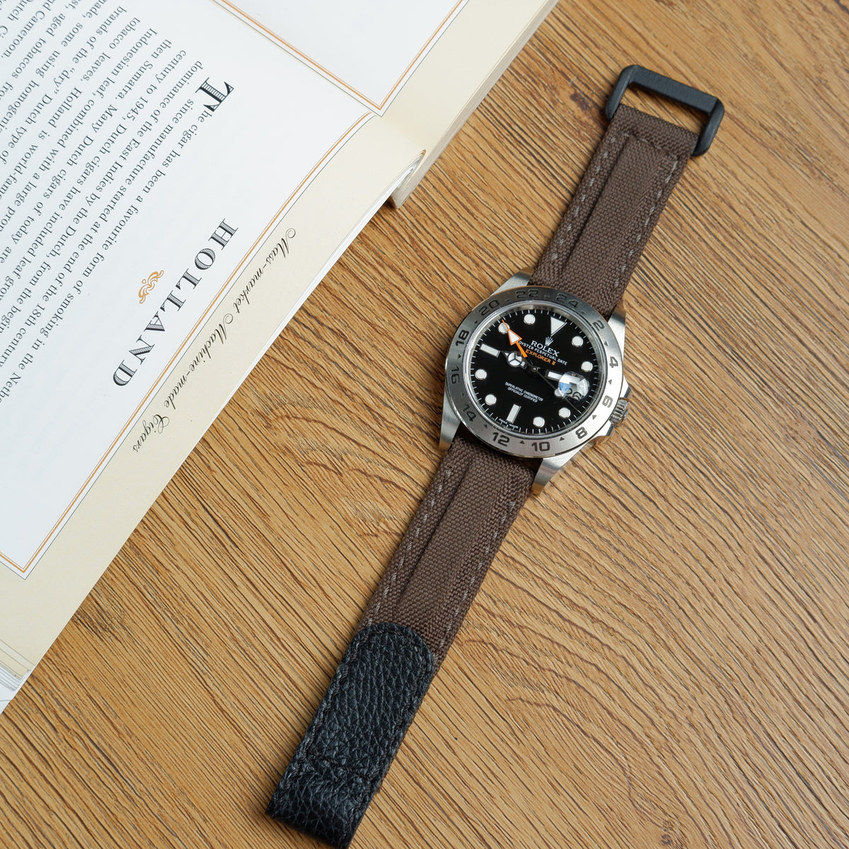 Rolex Explorer Straps - Velcro Canvas Extreme Padded Deep Taupe Black ...
